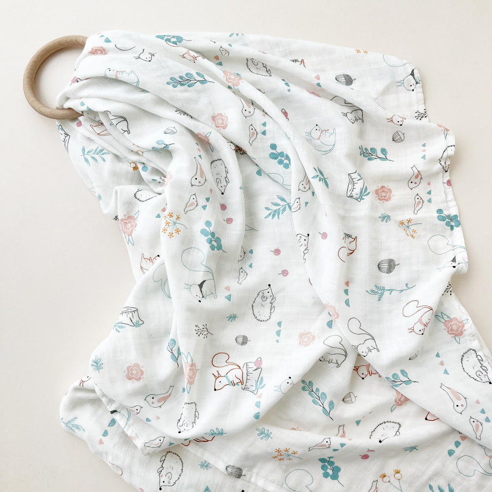 Organic Cotton Bamboo Swaddle Forest Animals – tinys.co